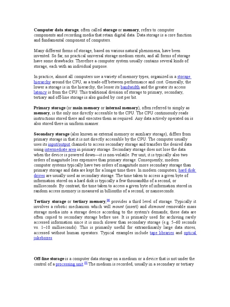 Computer Data Storage Formats and Devices Explained | PDF | Computer ...