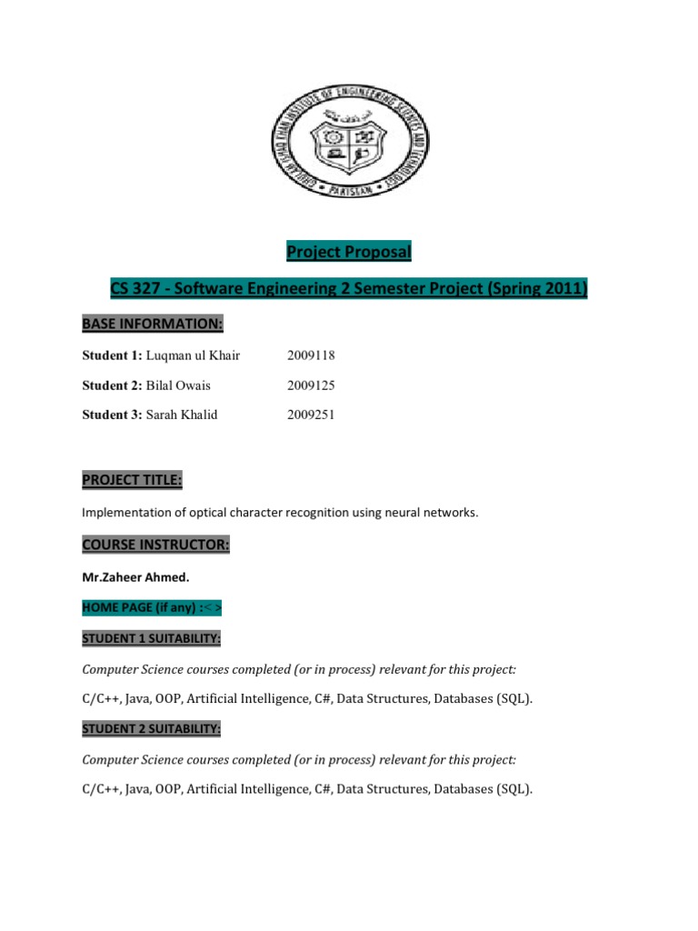 Project Proposal CS 327 - Software Engineering 2 Semester Project ...