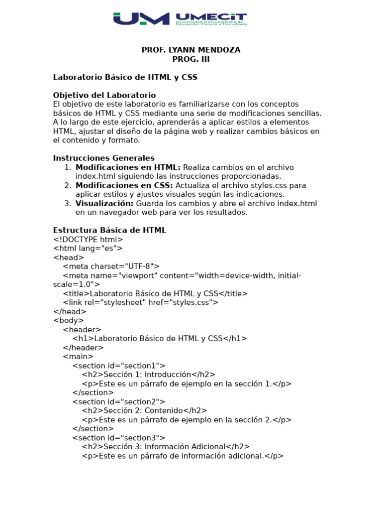 Lab Html Y Css Prog Iii Pdf Html Página Web