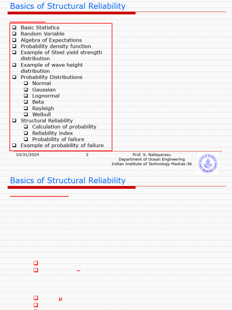 Module2b - Structural Reliability | PDF | Probability Distribution | Normal Distribution