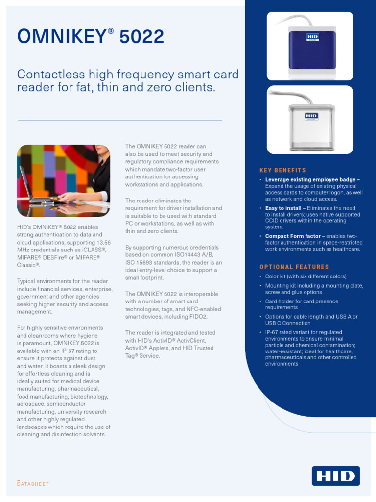 OMNIKEY® 5022 USB Reader Datasheet | PDF | Usb | Smart Card