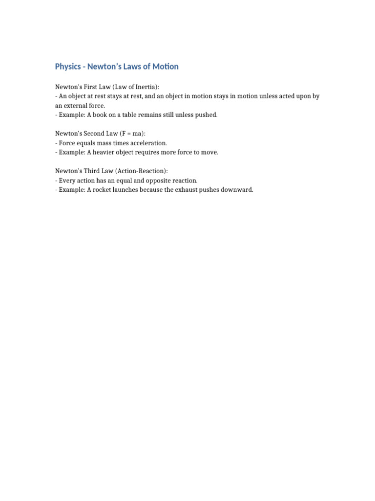 Physics - Newton’s Laws of Motion | PDF