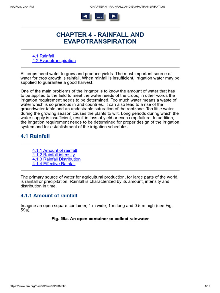 Fao Rainfall and Evapotranspiration | PDF | Evapotranspiration | Surface Runoff
