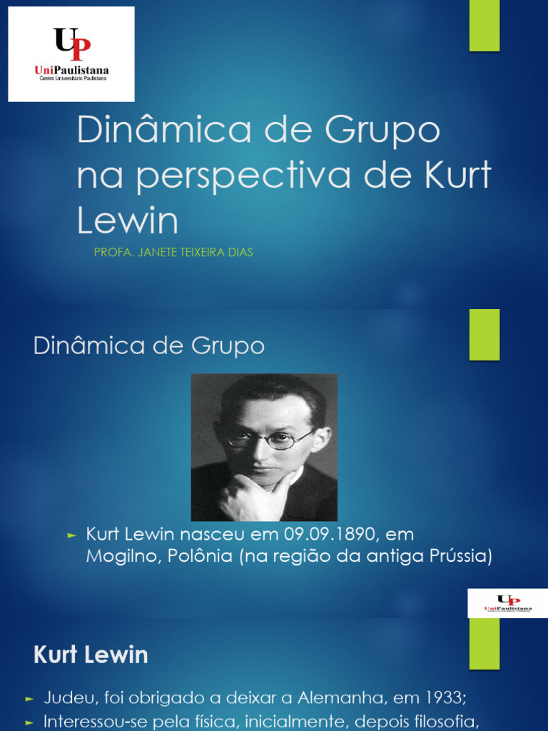 Unipaulistana - 3º semestre 2024.1 Dinâmica de Grupo na perspectiva de Kurt Lewin.pptx (1) | PDF ...