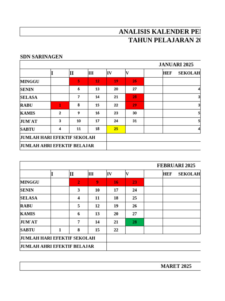 Kalender Pendidikan SDN Sarinagen 2024/2025 | PDF
