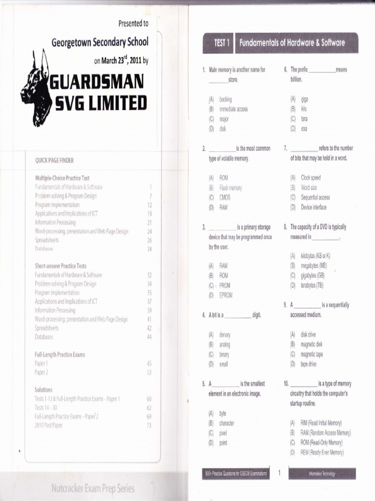 500+ Practice Questions for CSEC - Part 1 | PDF