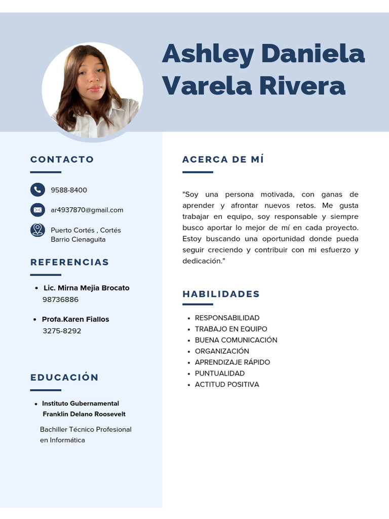 Currículum Ashley Rivera | PDF
