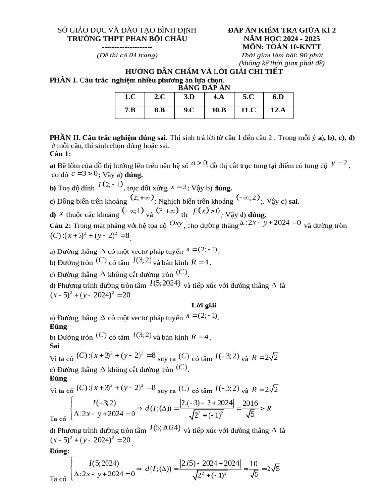 Toan 10 - GK2 - 2024-2025 - DA | PDF