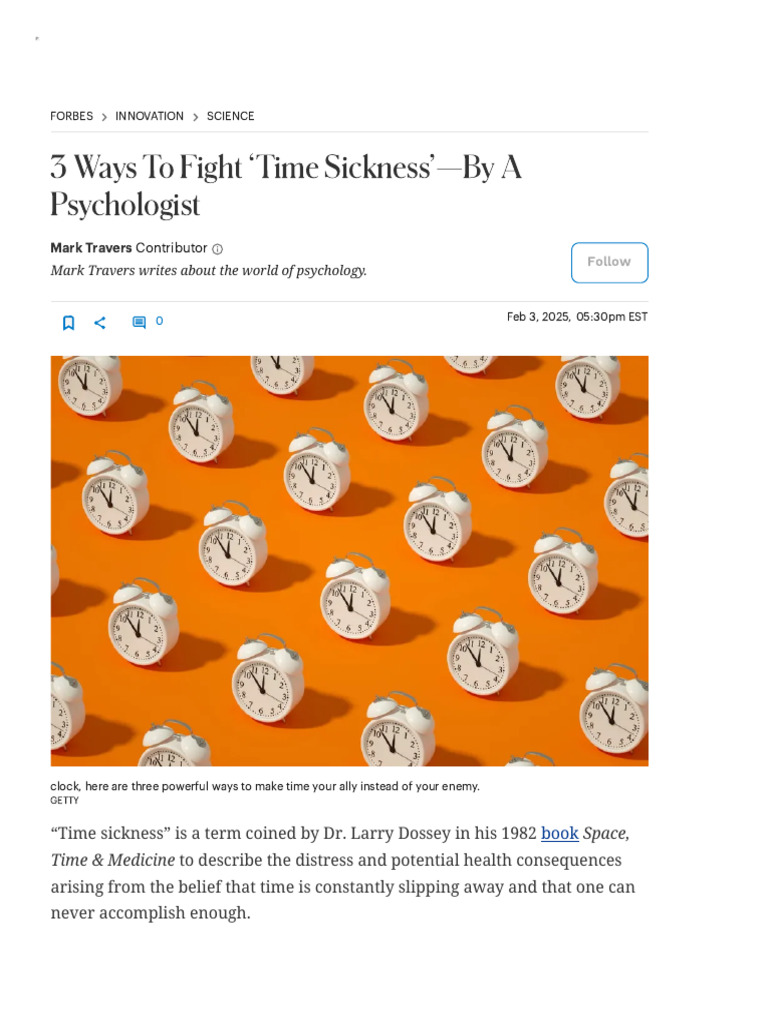 3 Ways to Fight ‘Time Sickness’—by a Psychologist | PDF | Attention ...
