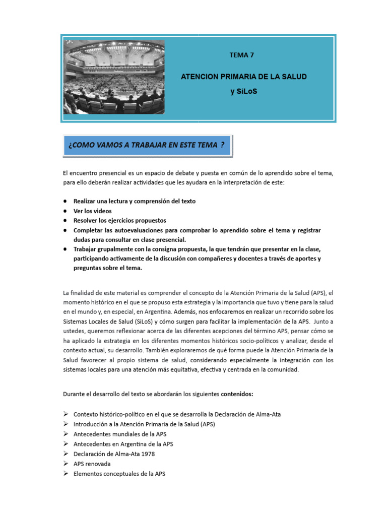 Tema 7 APS-SILOS | PDF | Cuidado de la salud | Hospital