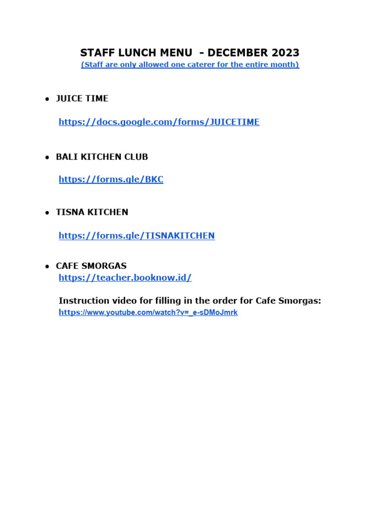 Staff+Lunch+Menu++ +december+2023 | PDF