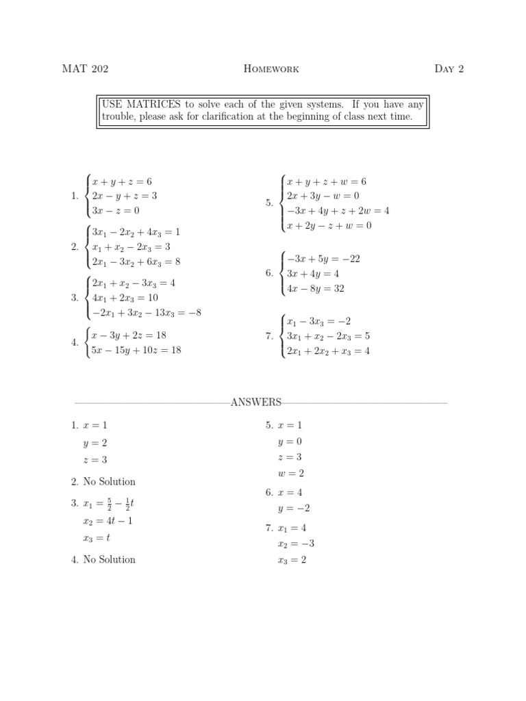 Day 2 HW MAT202 | PDF