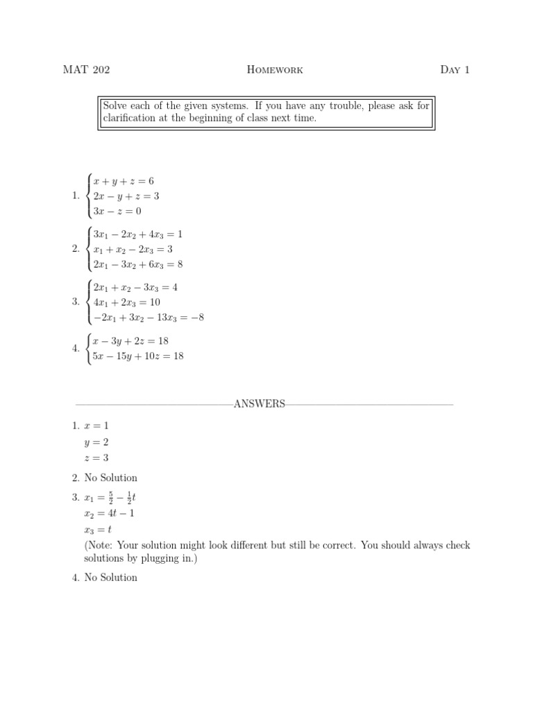 Day 1 HW MAT202 | PDF