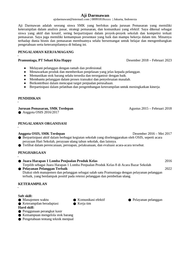 Contoh CV ATS | PDF