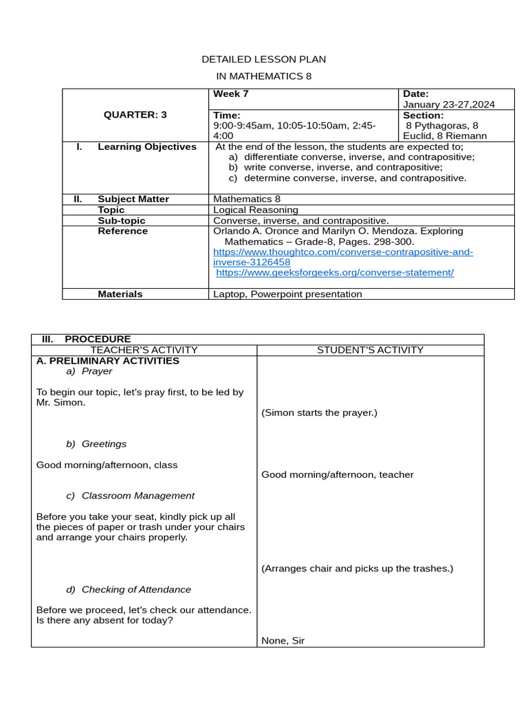 DETAILED LESSON PLAN - Converse | PDF