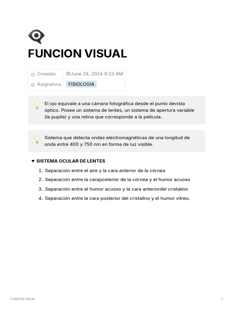 Función Visual y Sistema Ocular | PDF | Ojo humano | Percepción visual