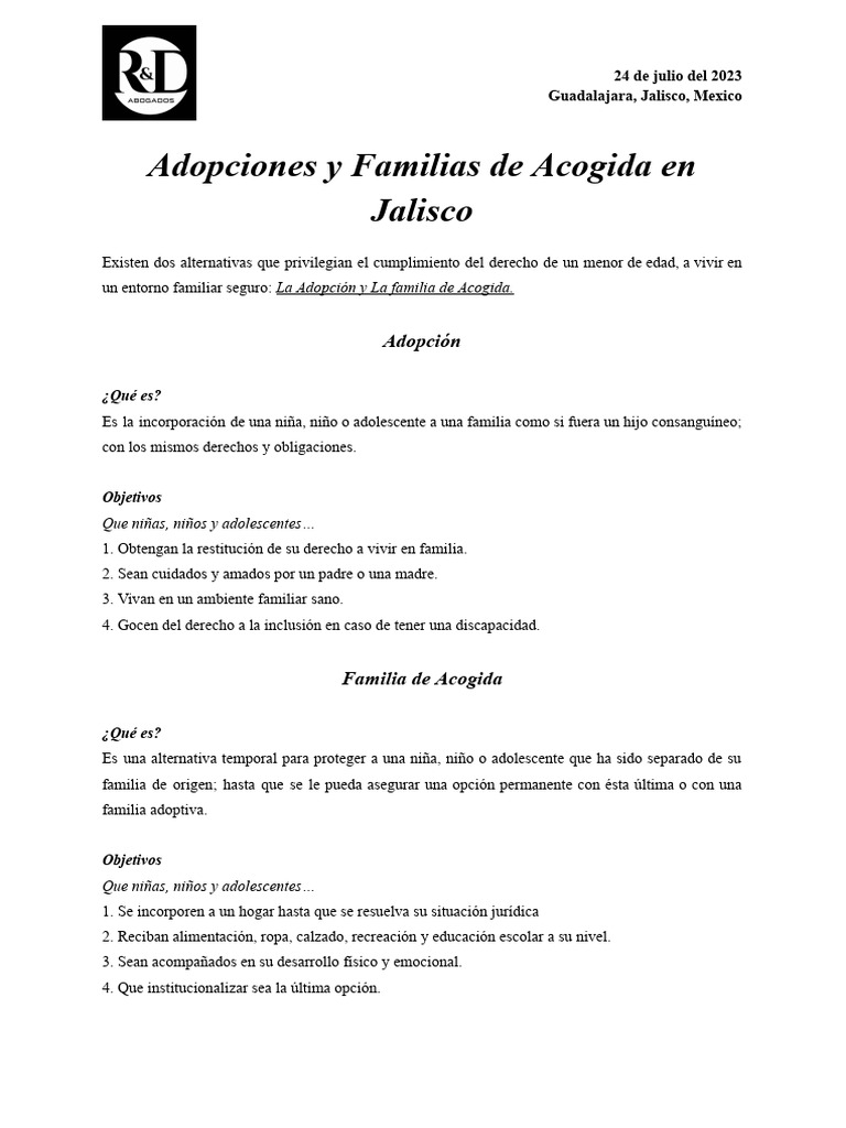 Adopción y Familias de Acogida en Jalisco | PDF | Adopción | Orfanato