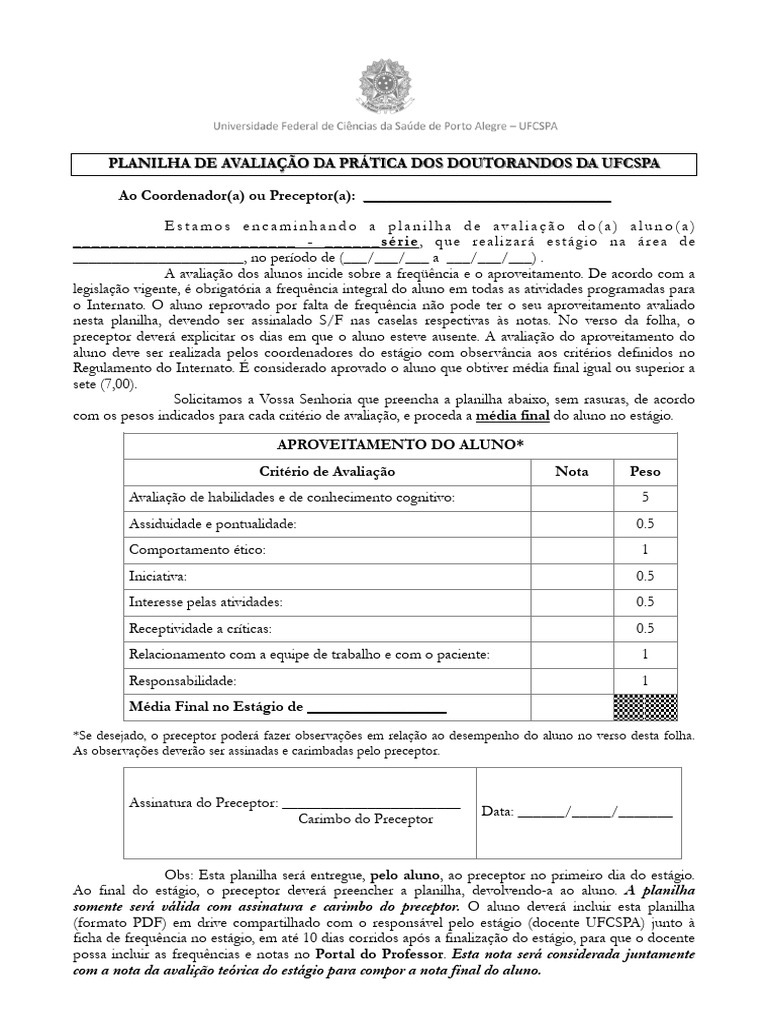 PLANILHA AVALIACÌ§AÌ O DE ESTAÌ GIOS AD25 | PDF