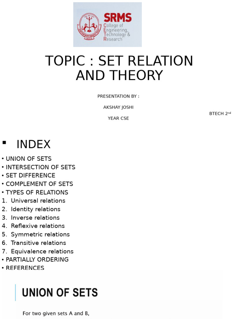 Set Relation and Theory Akshay | PDF