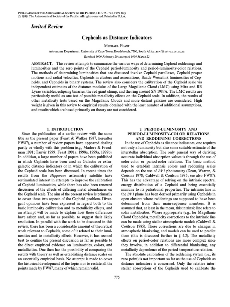 Feast 1999 PASP 111 775 | PDF | Astronomy | Stars