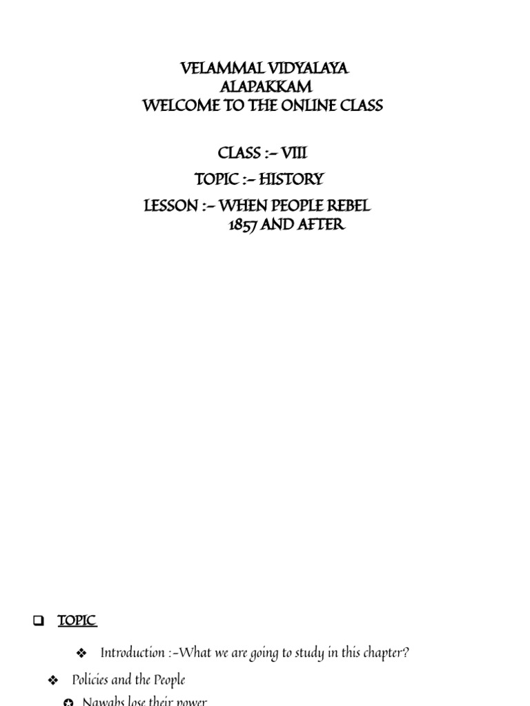8TH History - CH 5 When People Rebel | PDF | Indian Rebellion Of 1857 ...