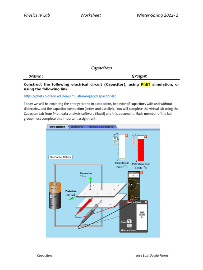 Capacitor 2 worksheet Fisica IV2025 2 | PDF | Capacitor | Capacitance