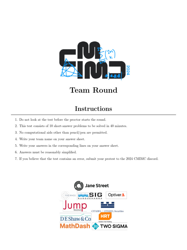 team round | PDF | Mathematics | Applied Mathematics
