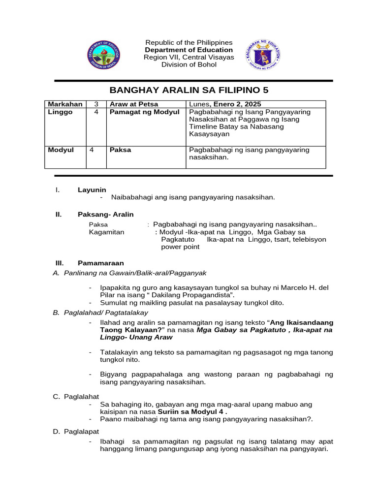 DLG_FILIPINO-5_Q3_WK4 | PDF