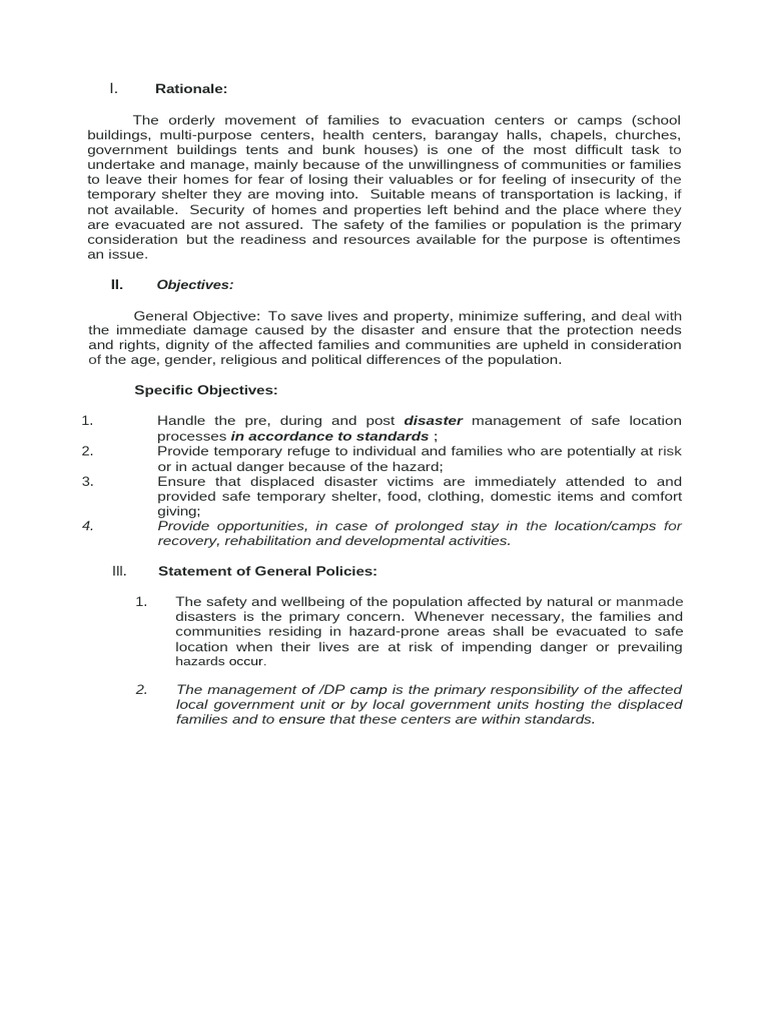 2.9 Camp Management Plan | PDF | Emergency Management | Emergency ...