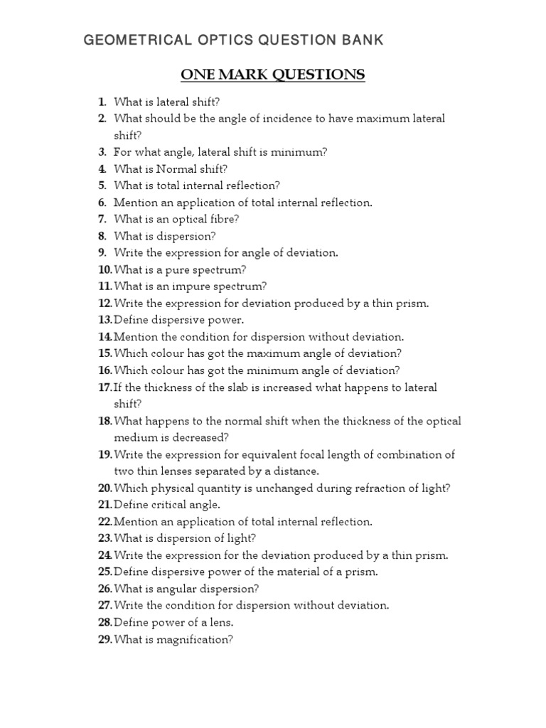 Geometric Optics | PDF | Lens (Optics) | Prism