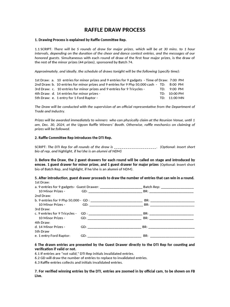 Raffle Draw Process.111724 | PDF