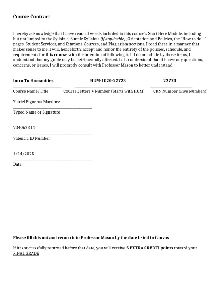 Course Contract | PDF