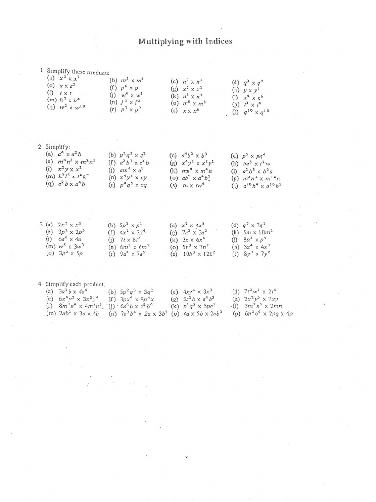 Multiplying With Indices | PDF