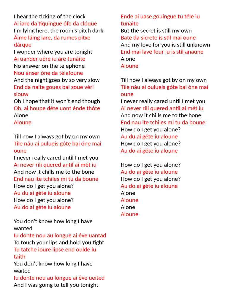 How to Get You Alone: A Poetic Reflection | PDF