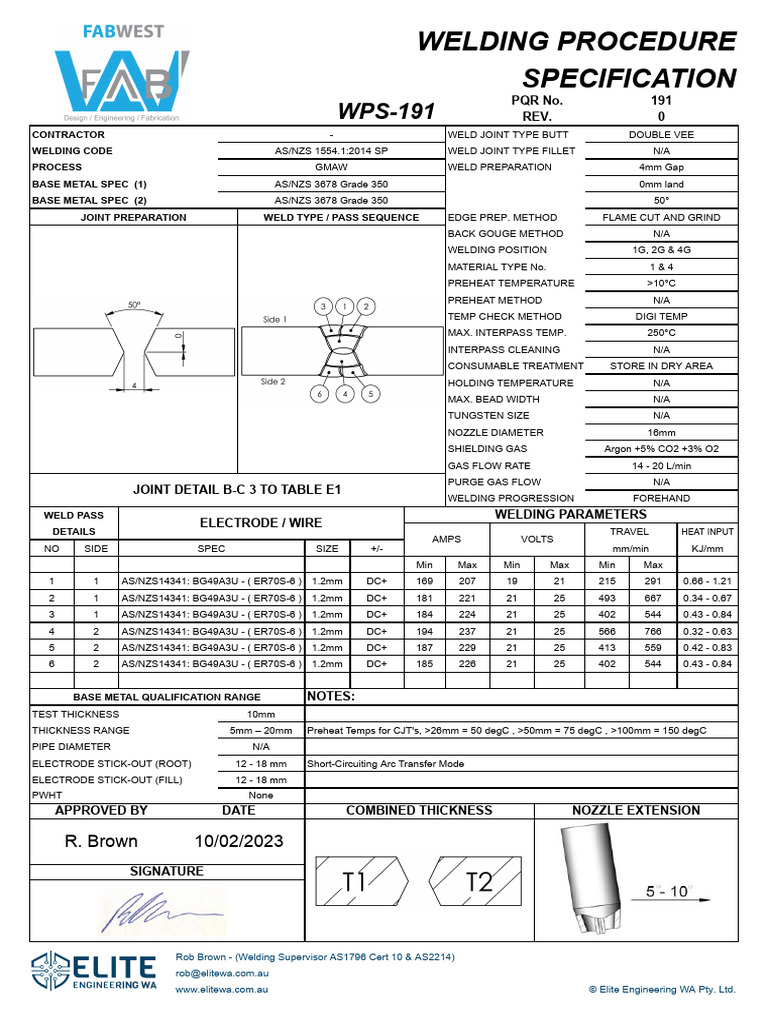 WPS-191_Rev0 GMAW | PDF | Welding | Construction