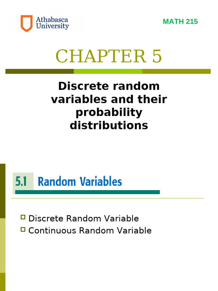 CH - 5 (Probability Distributions) | PDF | Probability Distribution | Random Variable