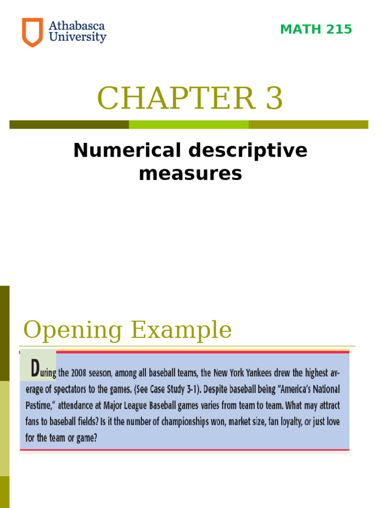 CH - 3 (Numerical Descriptive Measures) | PDF | Mode (Statistics) | Standard Deviation