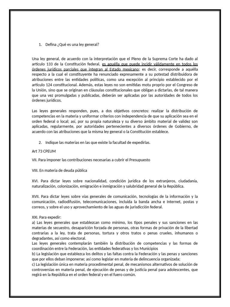 Ques Es Una Ley General | PDF | Federación | México