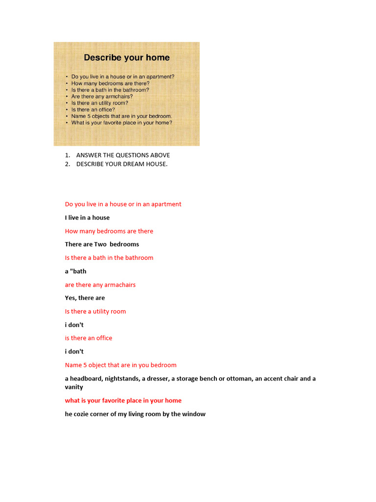 Describe Your House and Then How Is Your Dream House | PDF