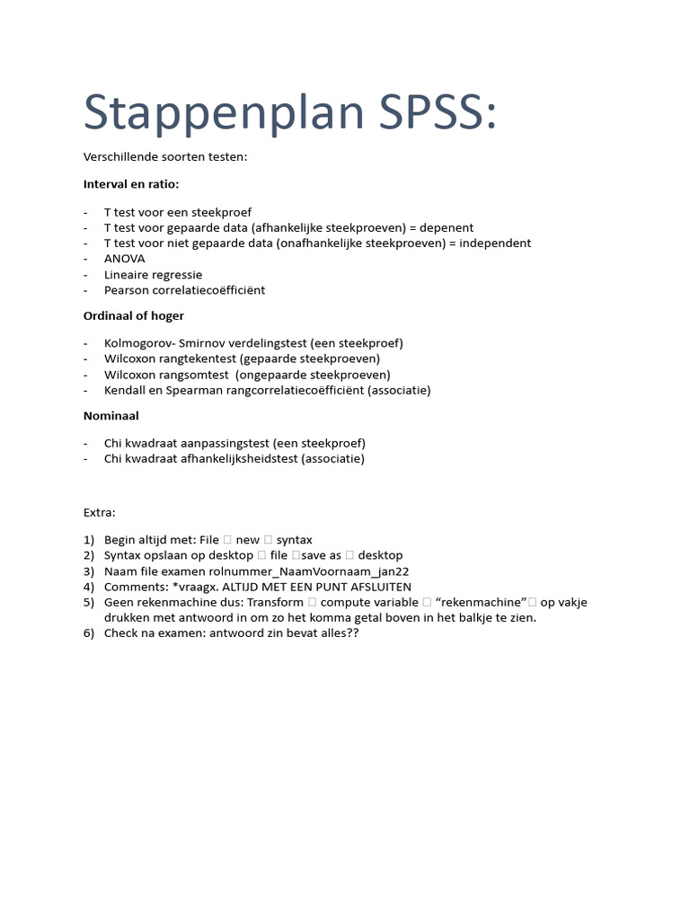 Stappenplan SPSS NH | PDF