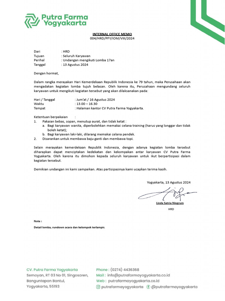 Lomba 17an Karyawan CV Putra Farma | PDF