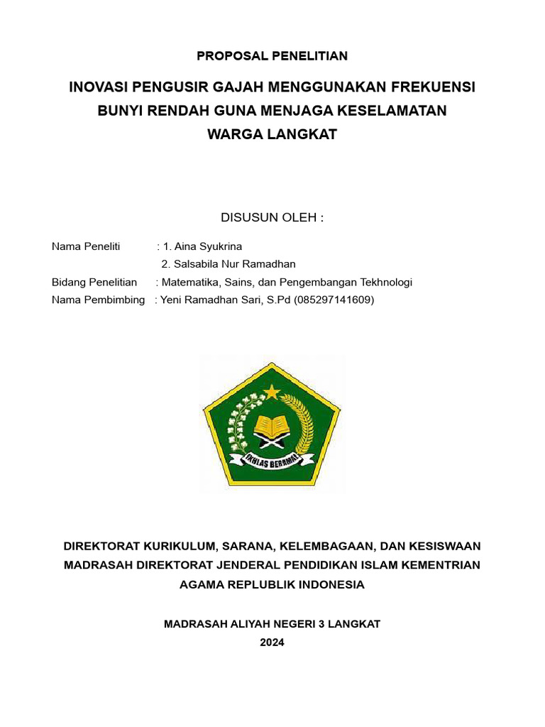 proposal myres inovasi pengusir gajah dari MAN 3 LANGKAT FINAL | PDF
