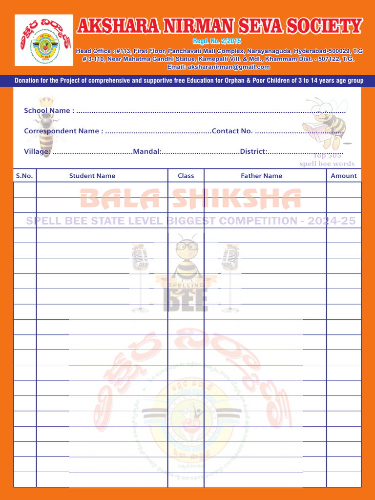 Akshara Nirman Seva Society Donations | PDF