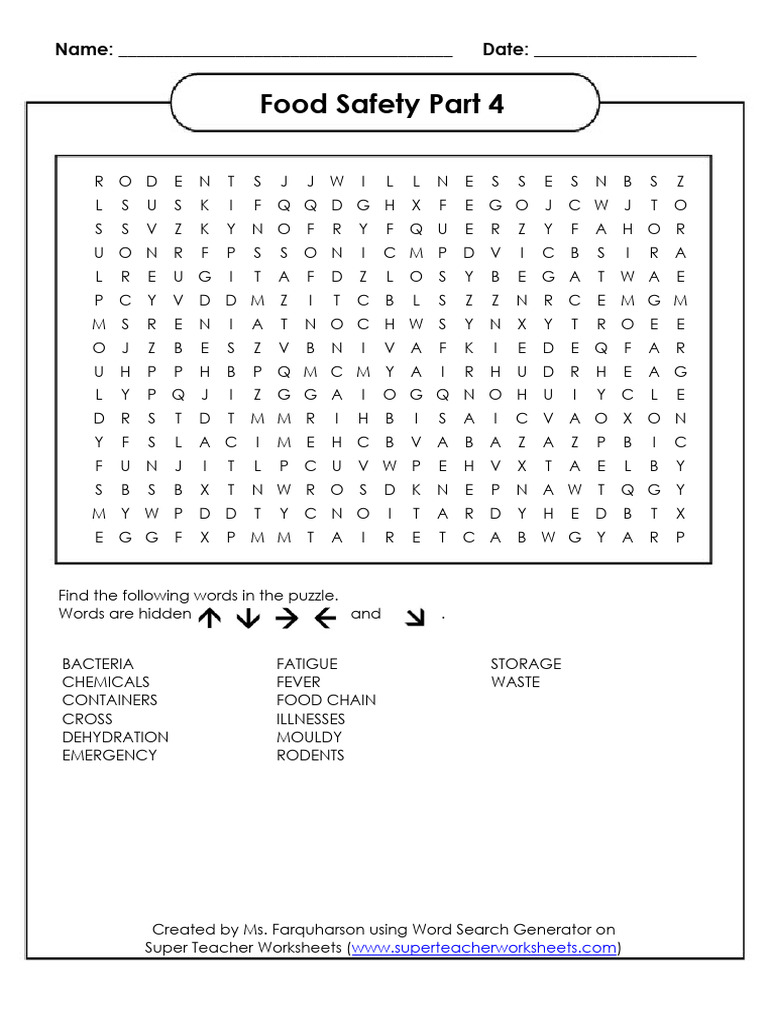 Food Safety Word Search Puzzle | PDF