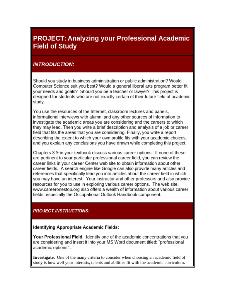 Chapter4 - Project-Analyzing Your Professional Academic Field | PDF | Curriculum | Microsoft Word