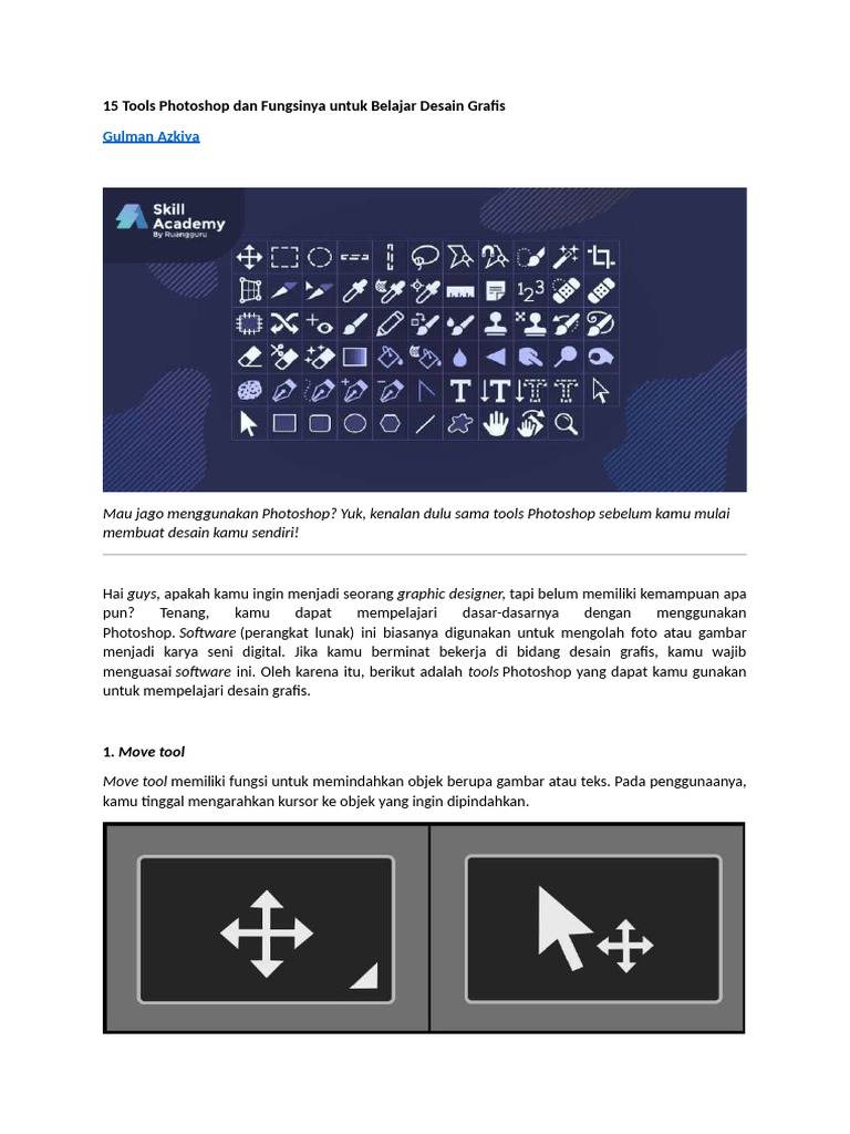 15 Tools Photoshop Dan Fungsinya Untuk Belajar Desain Grafis | PDF