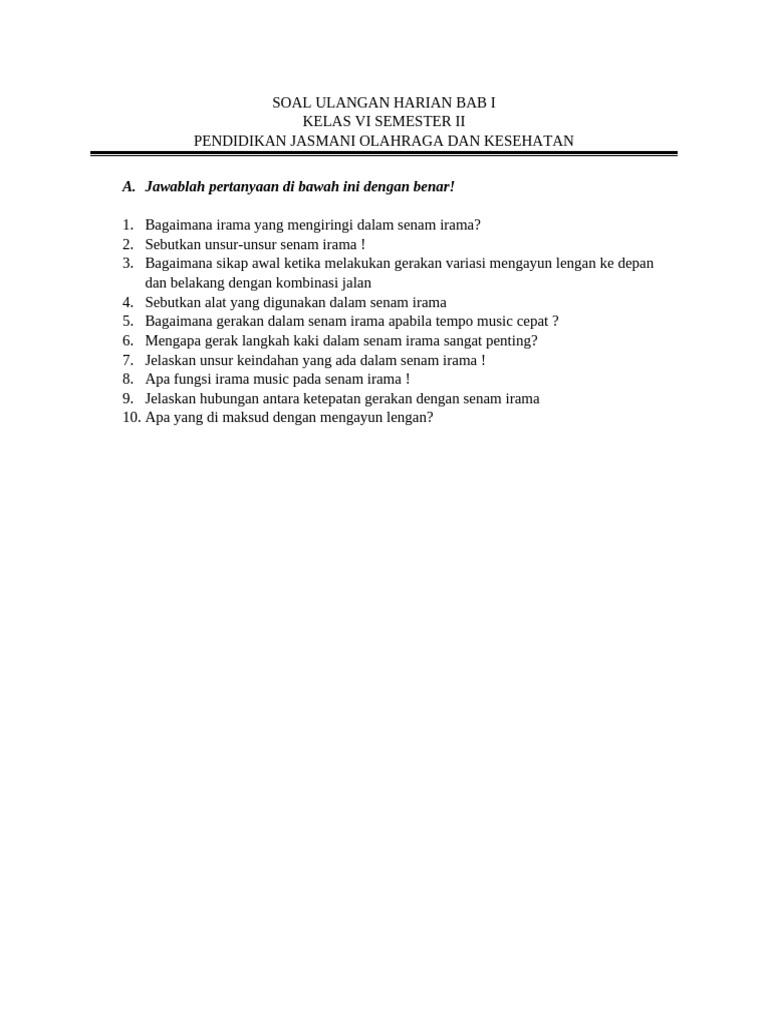 Soal Ulangan Kelas 6 | PDF