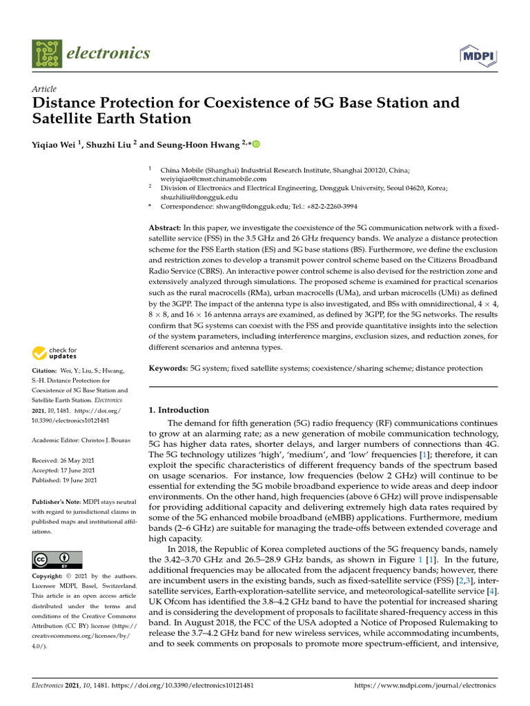 Distance Protection For Coexistence of 5G Base Station and Sateliite ...