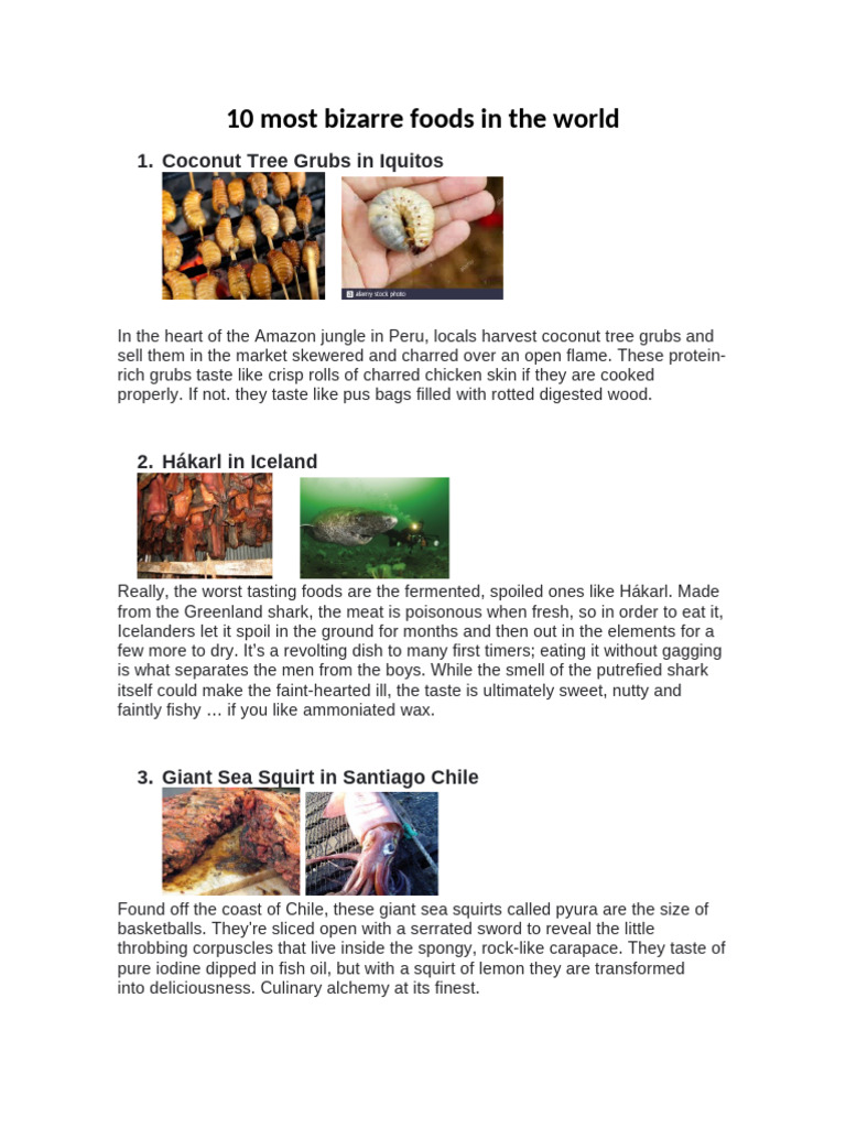 10 Most Bizarre Foods in The World | PDF | Foods