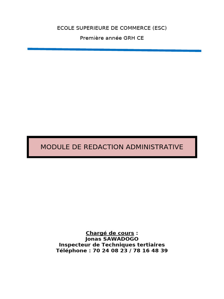 Rédaction Administrative GRH CE-1 | PDF | Constitution | Loi